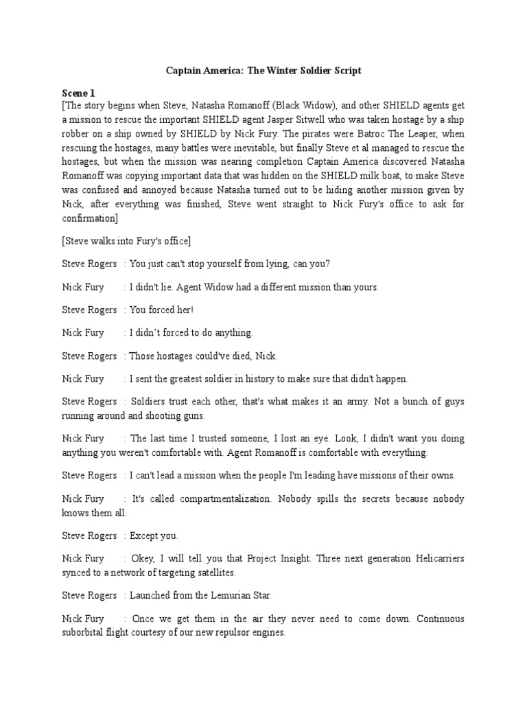 Captain America Drama Script | PDF | Nature