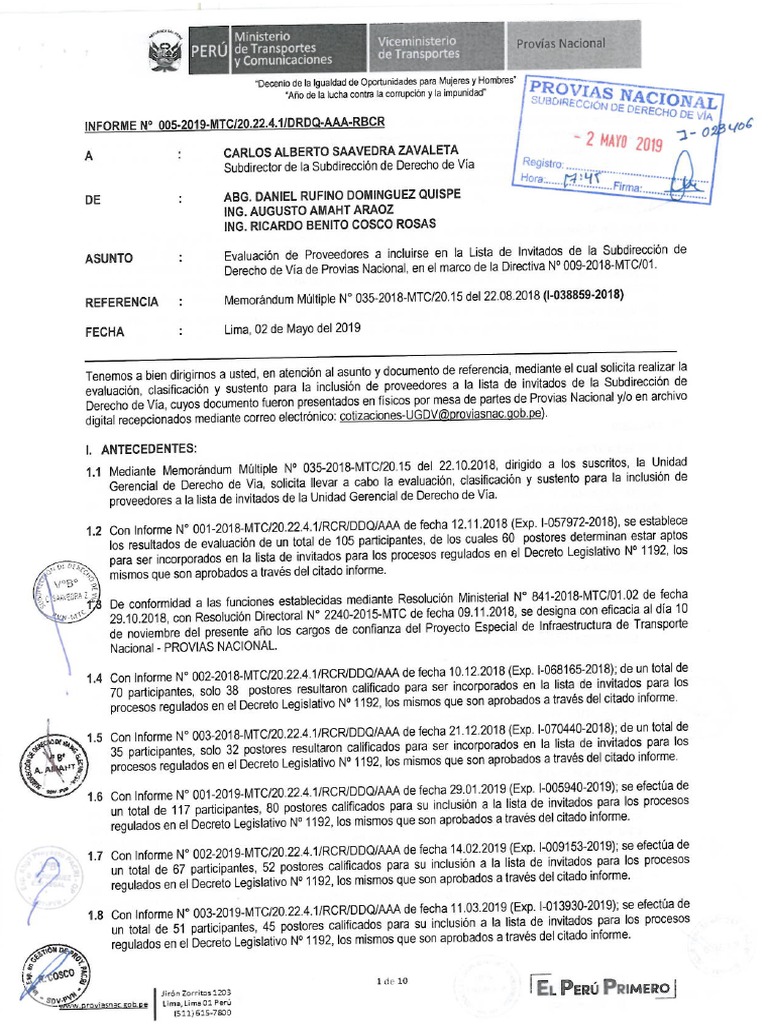 Informe 005 2019 SDV | PDF