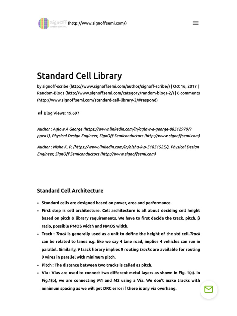 Standard Cell Library - Physical Design, STA & Synthesis, DFT, Automation & Flow Dev ...