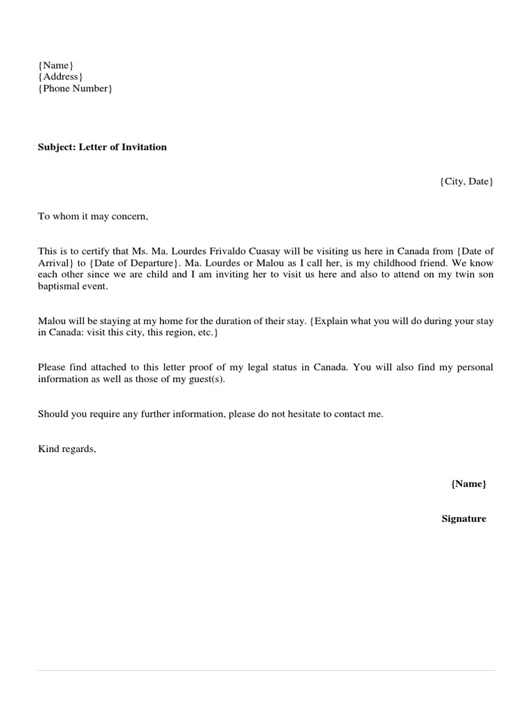 Letter of Invitation Sample | PDF