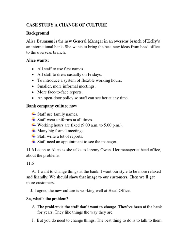 A Change of Culture Case Study | PDF
