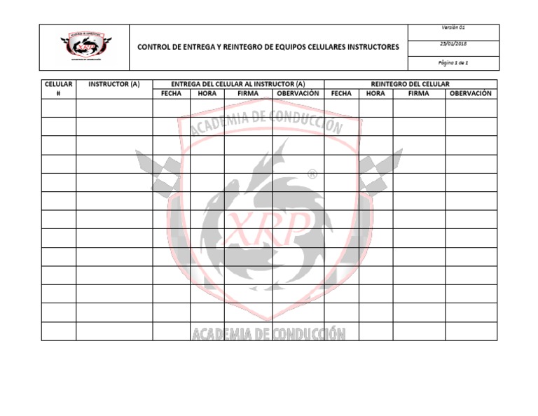 Formato Control de Entrega Celulares | PDF