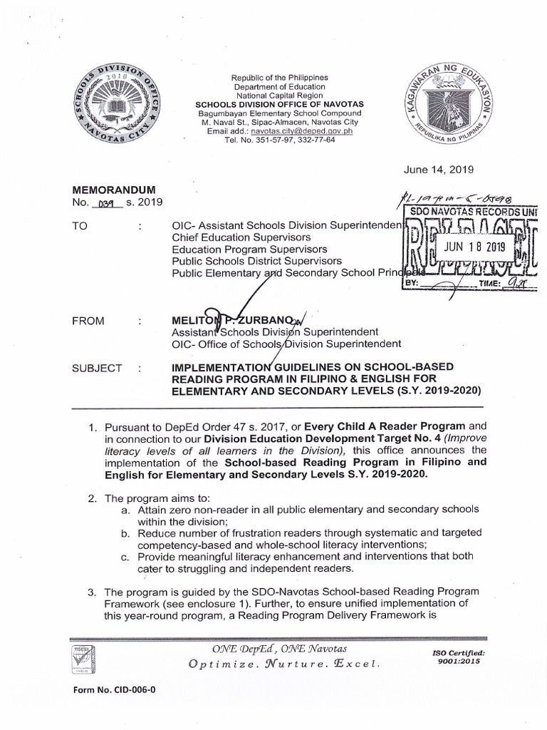 Memo Reading Program | PDF