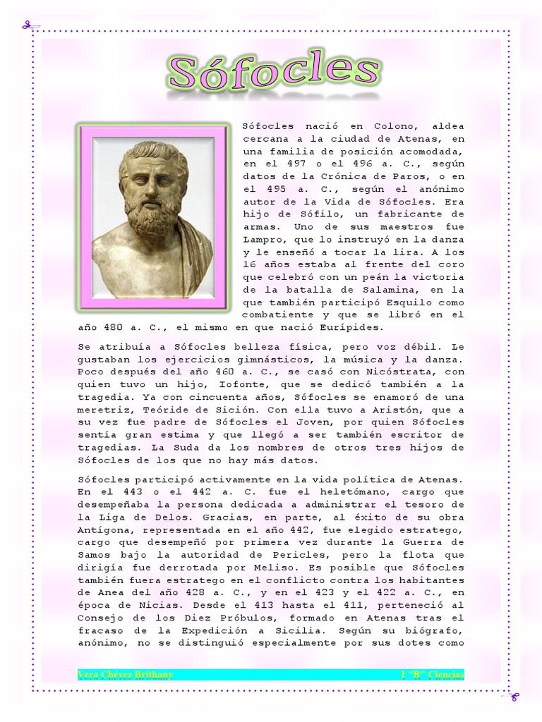 Biografía de Sófocles y Plauto | PDF | Sófocles | Antigua Grecia
