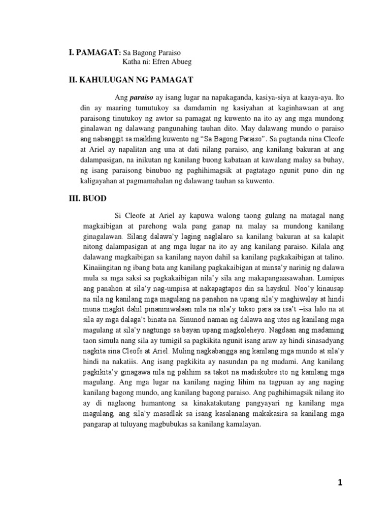 GRP 1 Suring Basa - Sa Bagong Paraiso | PDF