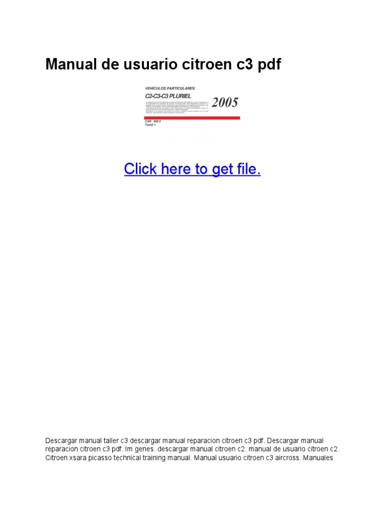 Manual de Usuario Citroen c3 PDF | Descargar gratis PDF | Hatchbacks | Tecnologías automotrices