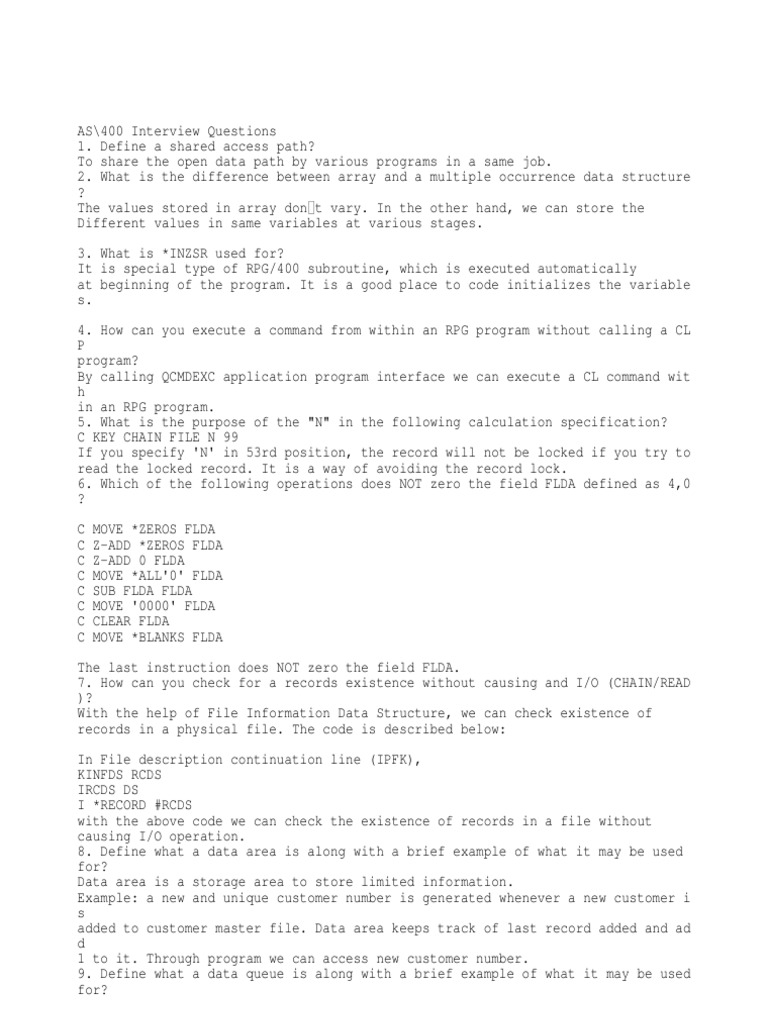 As 400 Faq's | PDF | Ibm Rpg | Ibm System I