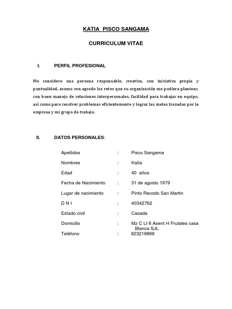 Curriculum Vitae Katia | PDF