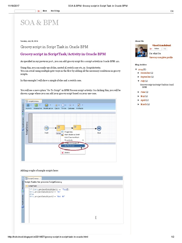 SOA & BPM - Groovy Script in Script Task in Oracle BPM | PDF | Business ...