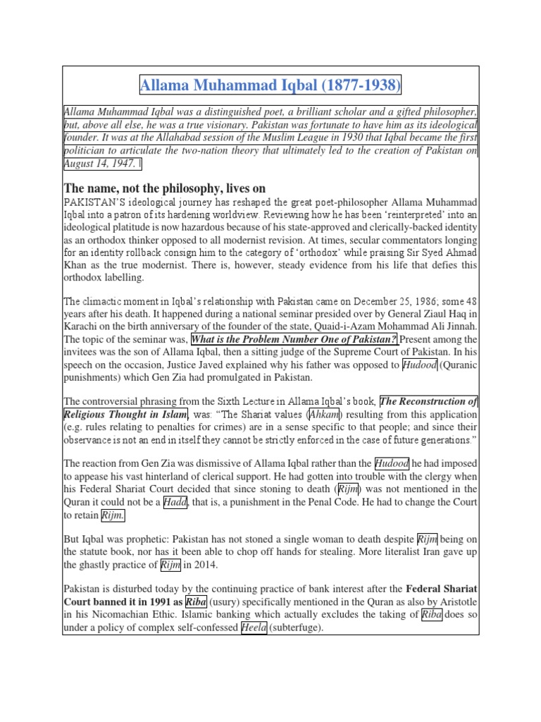 Allama Muhammad Iqbal | PDF | Muhammad Ali Jinnah | Sharia