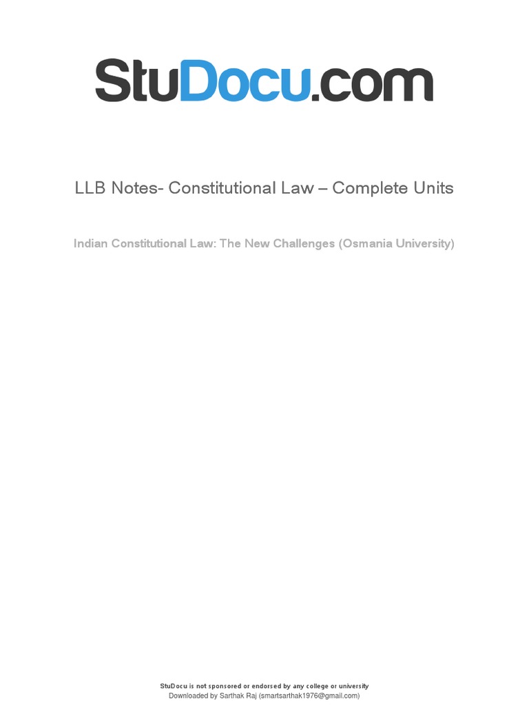 LLB Notes Constitutional Law Complete Units | PDF | Rule Of Law ...