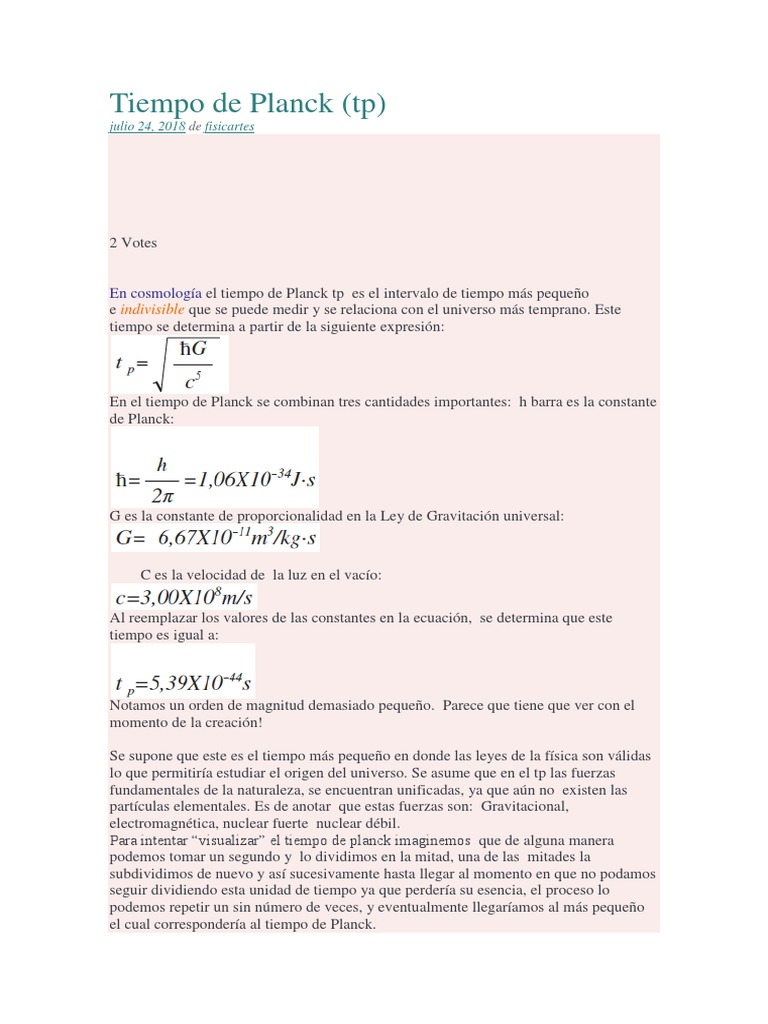 Tiempo de Planck | PDF | Ligero | Gravedad