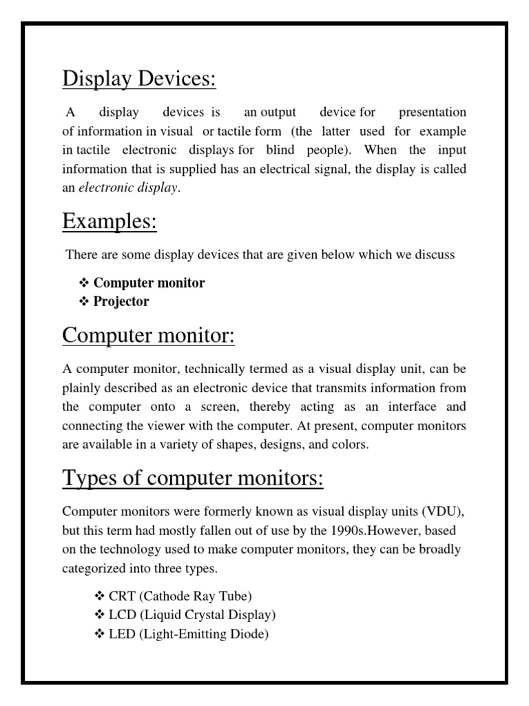 Display Devices | PDF | Computer Monitor | Liquid Crystal Display