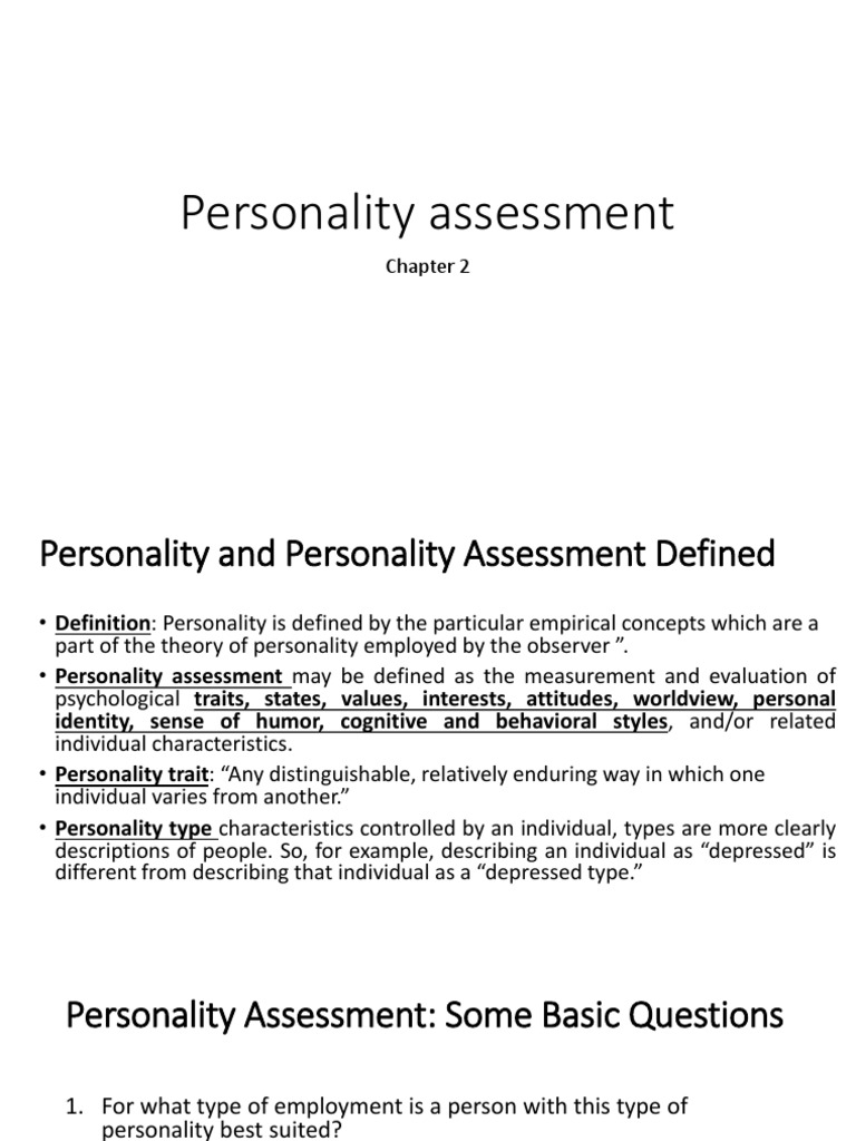 Personality Assessment Chapter 2 | PDF | Applied Psychology | Clinical ...