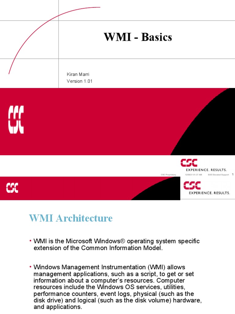 WMI - Basics: Kiran Marri | PDF | Class (Computer Programming) | Conceptual Model