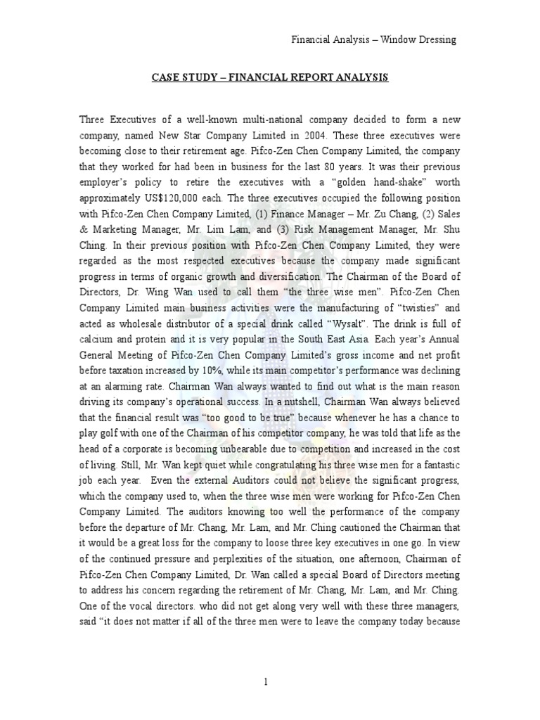 PROBLEM-CASE STUDY-Financial Statement Analysis.-Word | PDF | Expense ...