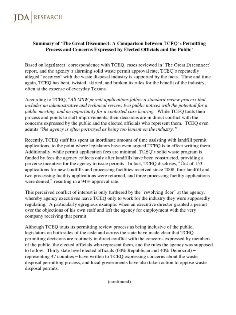 TCEQ Comparison Report Summary | PDF | U.S. State | Municipal Solid Waste