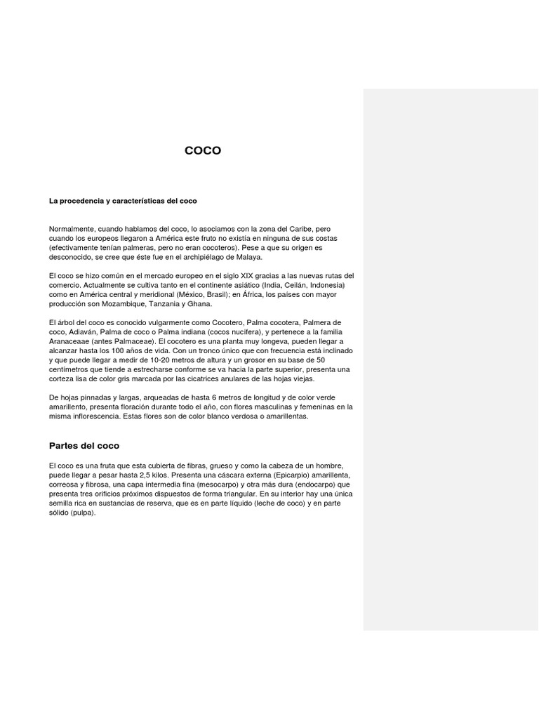 Todo Sobre El Coco | PDF | Coco | Leche de coco