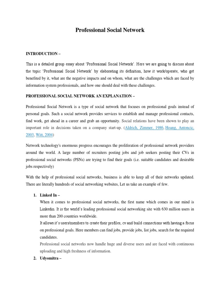 Professional Social Network | PDF | Social Networking Service | Target ...