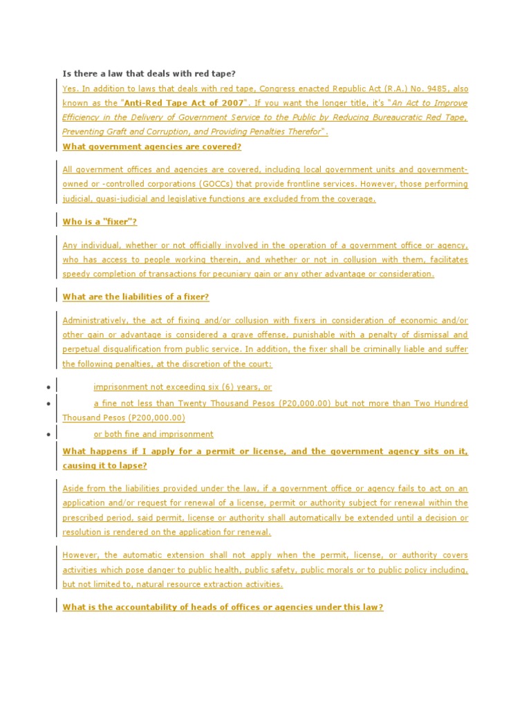 Anti-Red Tape Act | PDF | Crime & Violence | Crime Thriller