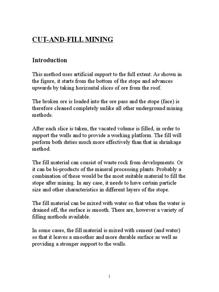 Cut-and-Fill Mining: A Detailed Explanation of this Versatile ...