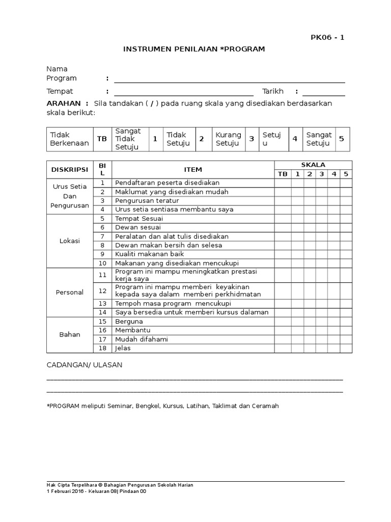 Pk06-1 Instrumen Penilaian Program | PDF