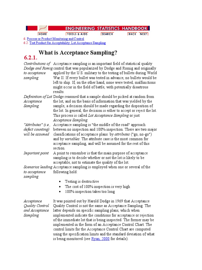 Acceptance Sampling | PDF | Sampling (Statistics) | Evaluation Methods