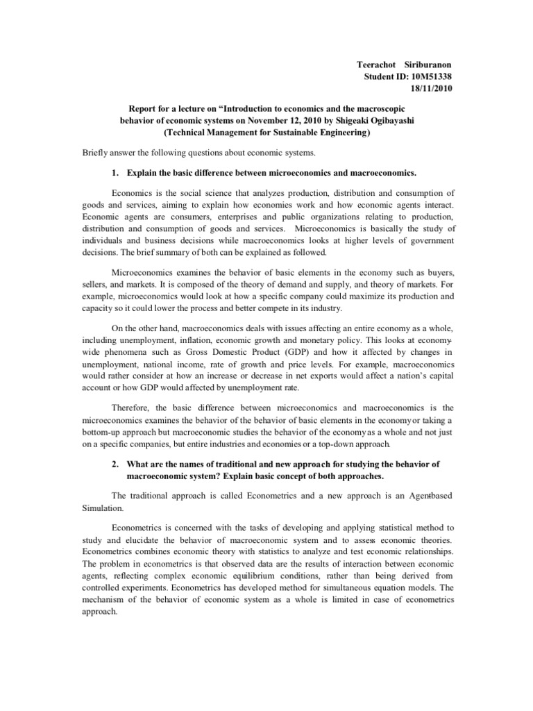 Introduction To Economics and The Macroscopic Behavior of Economic ...