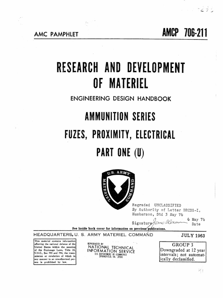 AMCP 706-211, Fuzes, Proximity, Electrical, Part 1 | PDF | Detector ...
