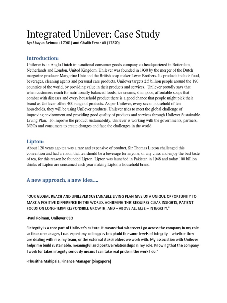 Integrated Unilever Case Study | PDF | Unilever | Brand