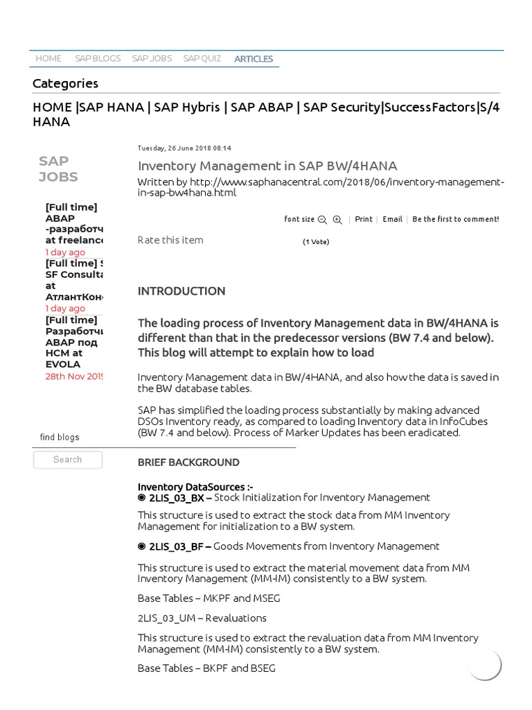Inventory Management in SAP BW - 4HANA | PDF | Computing | Information ...