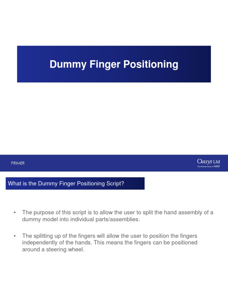 Oasys Primer | PDF | Finger | Hand