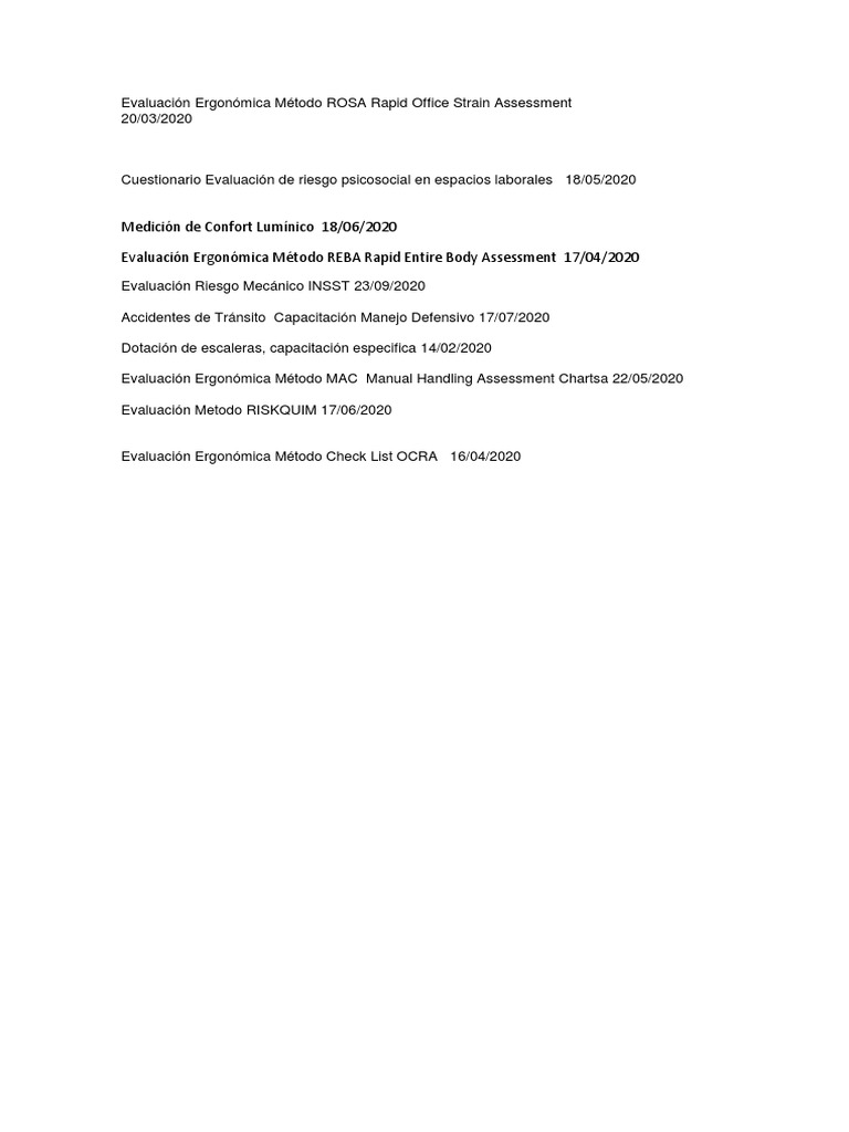 Evaluación Ergonómica Método ROSA Rapid Office Strain Assessment | PDF