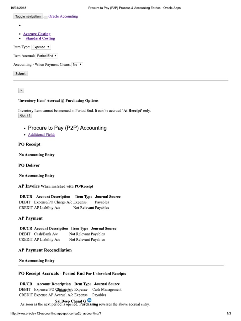 Accounting Entries P2P - Expense Item at Period End | PDF