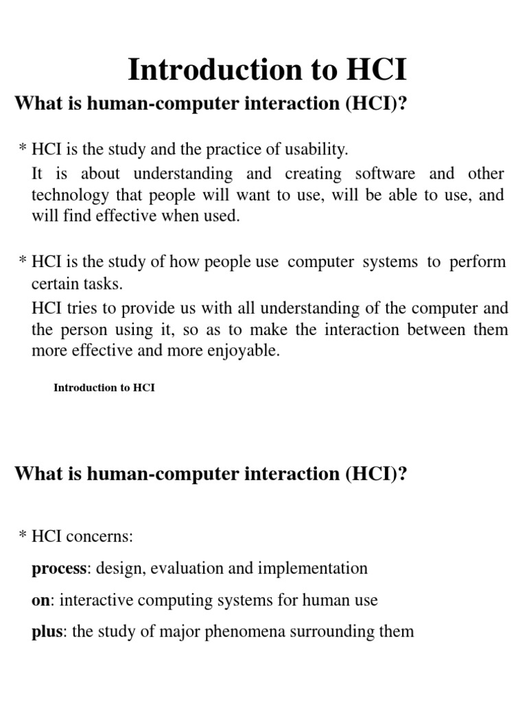Introduction To Hci Pdf Human Computer Interaction Usability