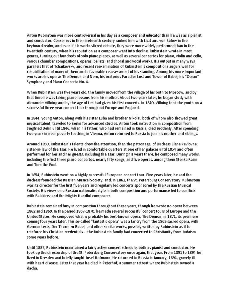 Rubinstein | PDF | Musical Compositions | Performing Arts