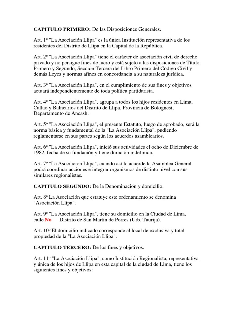 Modelo Llipa Asociacion Civil | PDF | Junta Directiva | Institución