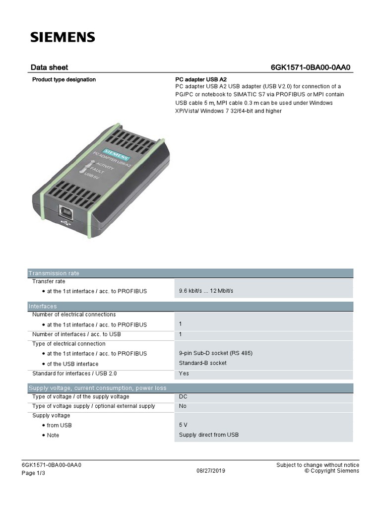 6GK15710BA000AA0 Datasheet en PDF | PDF | Usb | Bit Rate