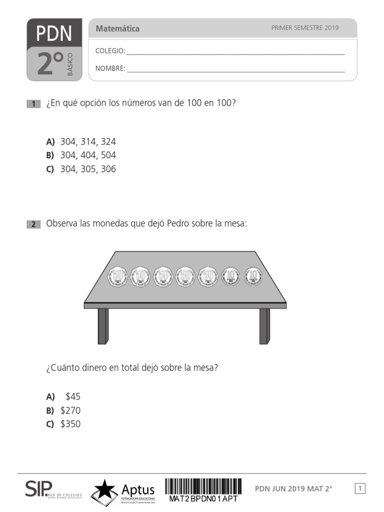 PDN 2019 Junio MAT 2 Aptus PDF | PDF