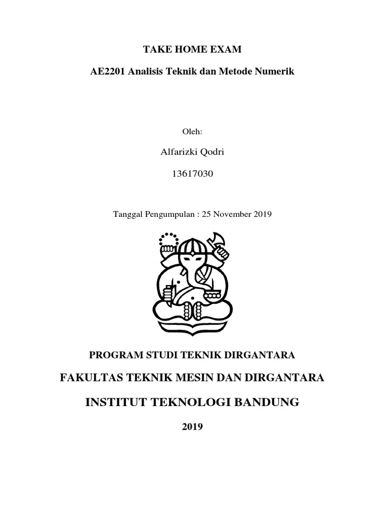 Take Home Exam AE2201 - Alfarizki Qodri - 13617030 PDF | PDF | Mathematical Relations | Algorithms