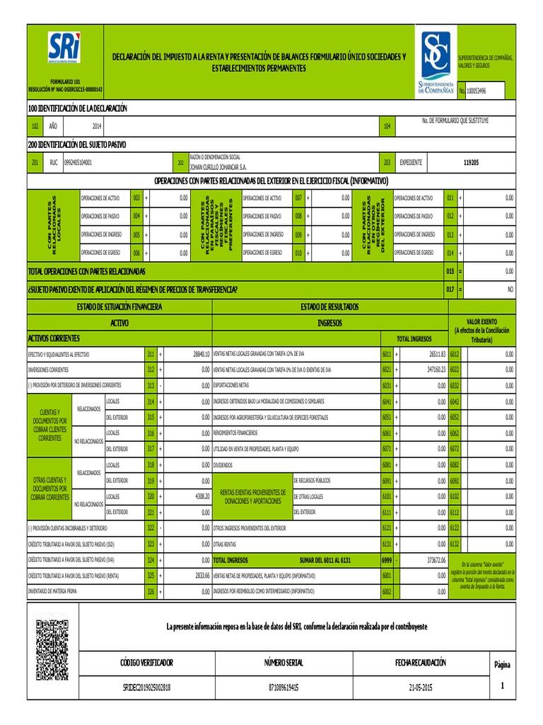 Formulario 101 | PDF | Impuestos | Impuesto sobre la renta