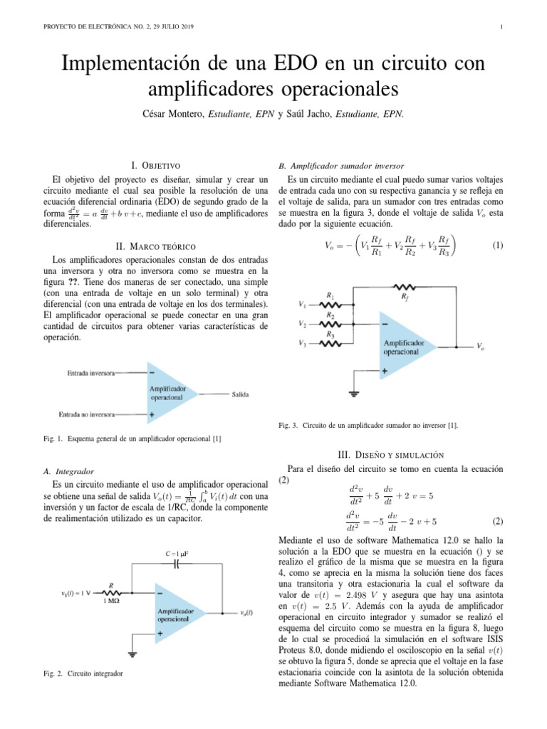 Proyecto Electronica EDO | PDF | Amplificador operacional | Condensador