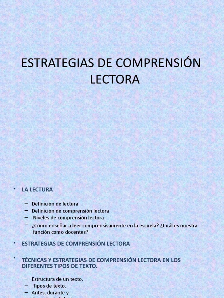 Estrategias de Comprensión Lectora | PDF | Comprensión lectora ...