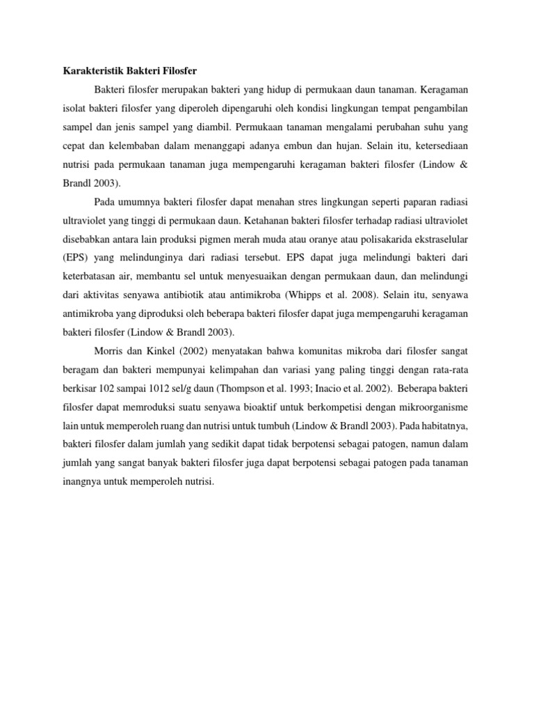 Karakteristik Bakteri Filosfer | PDF
