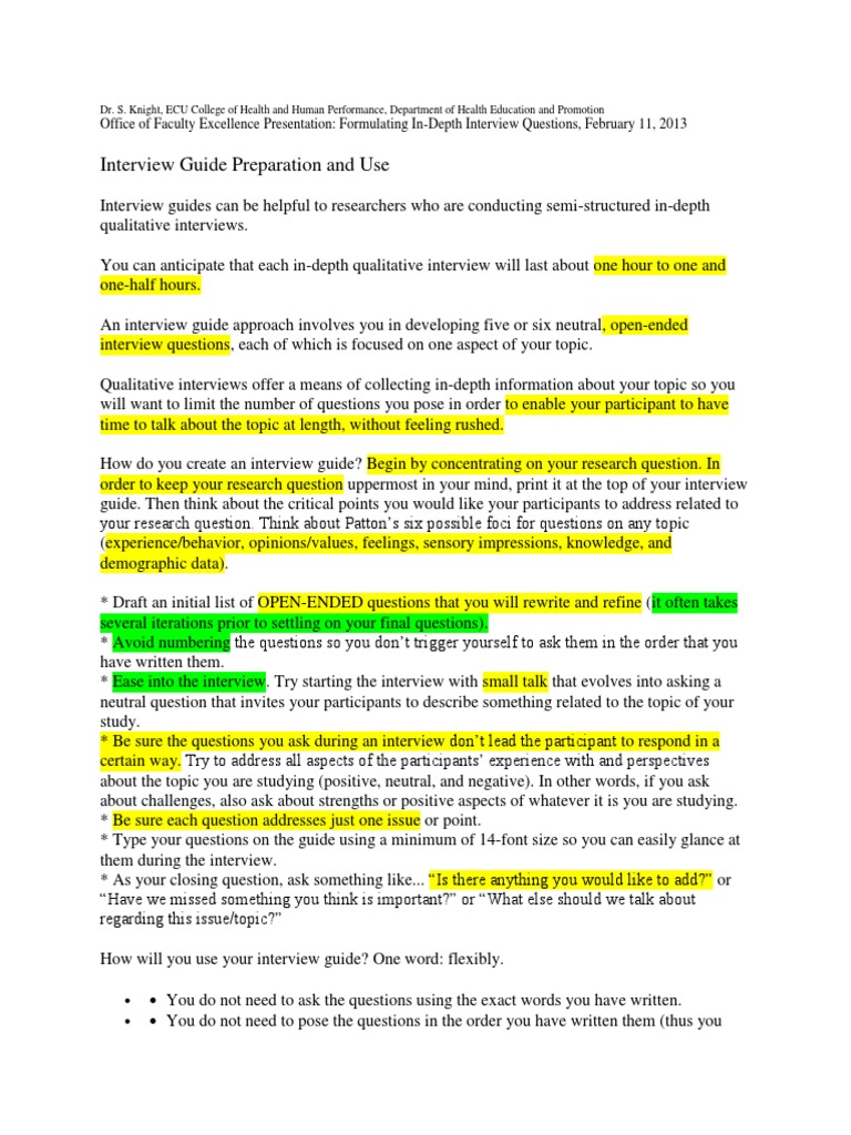 Interview Guide | Download Free PDF | Interview | Question