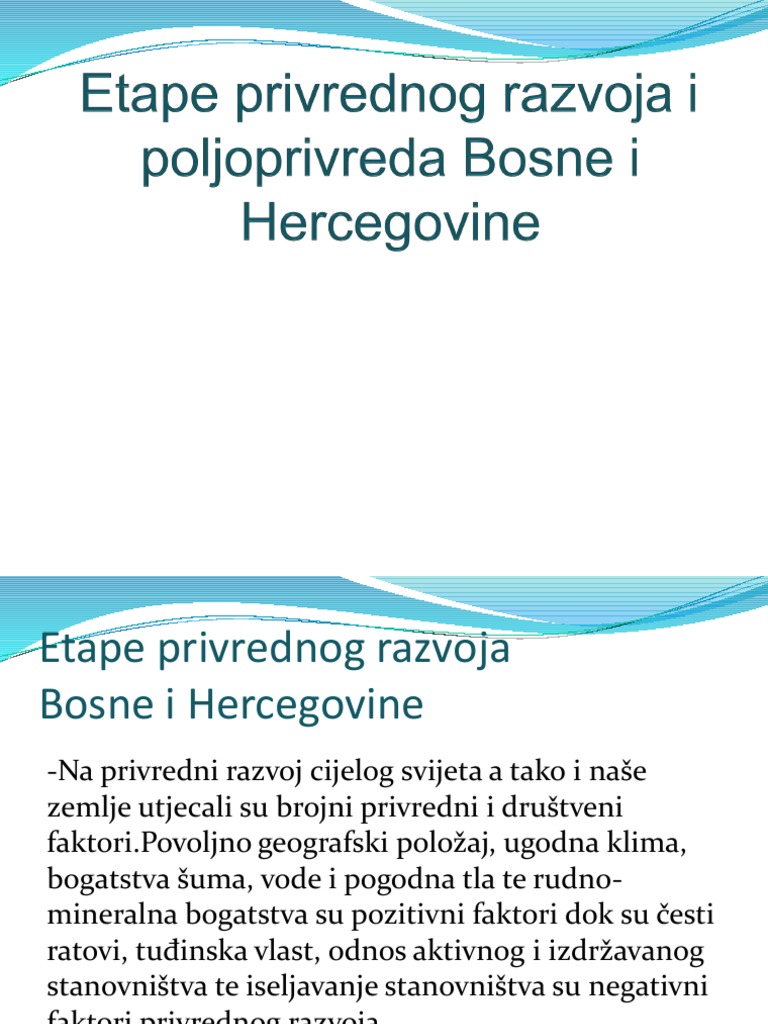 Etape Privrednog Razvoja I Poljoprivreda Bosne I Hercegovine | PDF