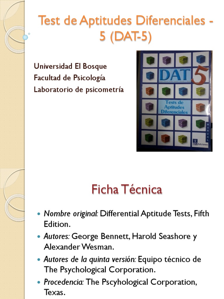 (DAT-5) Test de Aptitudes Diferenciales -5 | Física y matemáticas ...