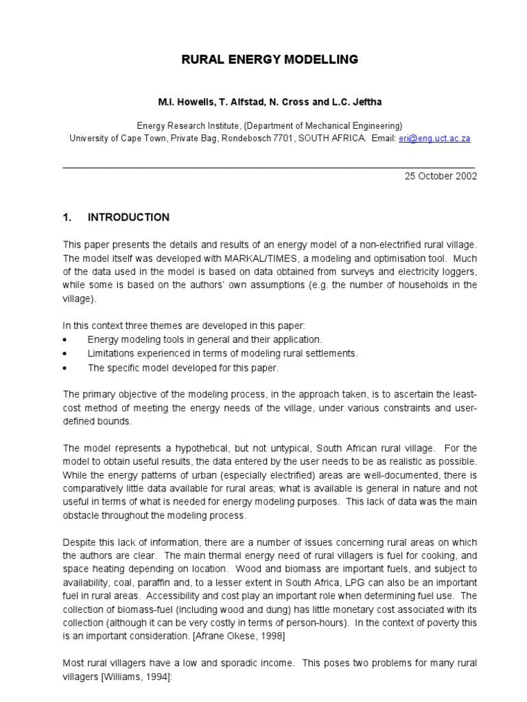 02Howells-Etal Rural Energy Modelling | PDF | Distributed Generation ...