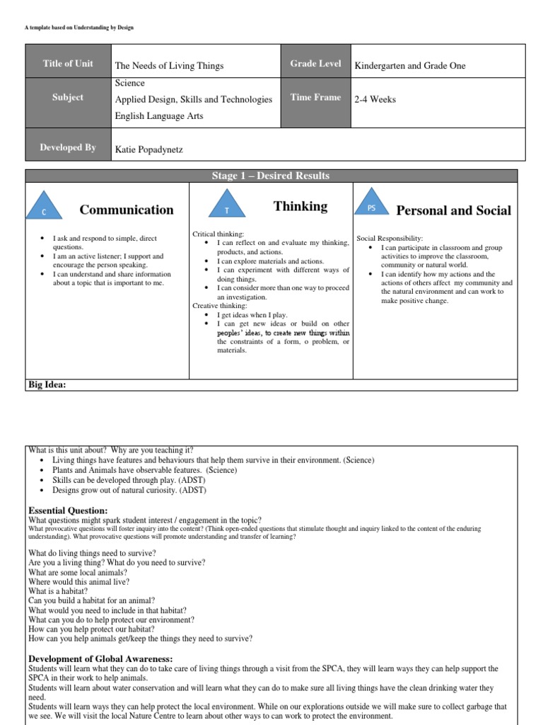 Living Things Unit | PDF | Rubric (Academic) | Curiosity