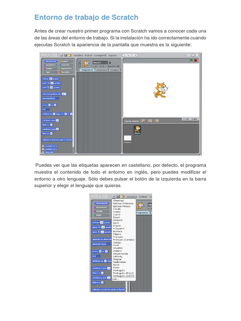 Entorno de Trabajo de Scratch | PDF | Scratch (lenguaje de programación) | Programa de computadora